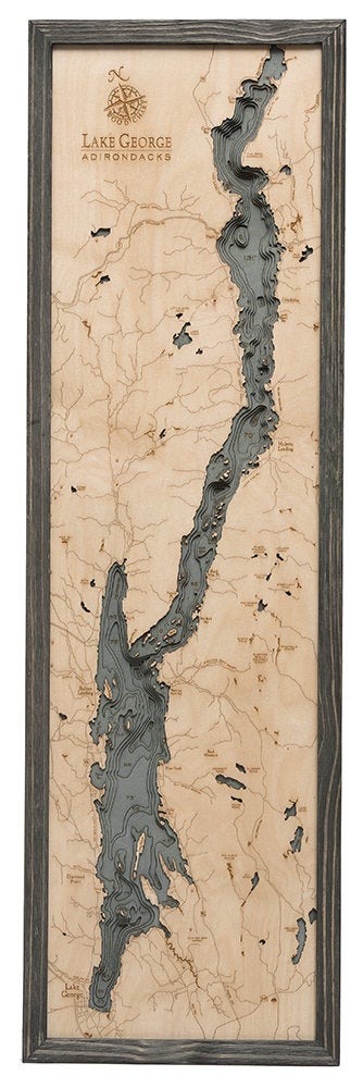 Lake George, NY Wood Carved Topographic Depth Chart/Map – Lake Chart